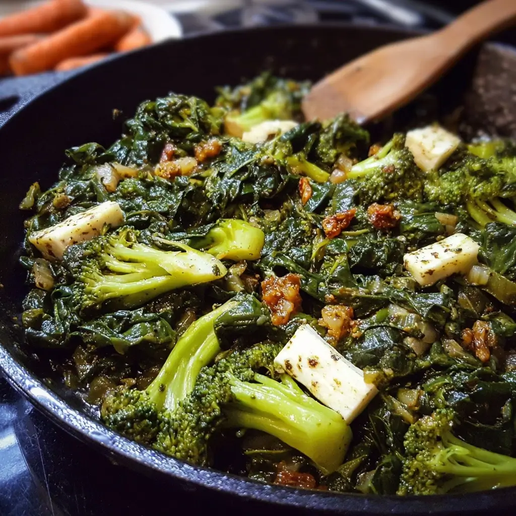 Spinach Broccoli Skillet Recipe - Her Kitchen Stories