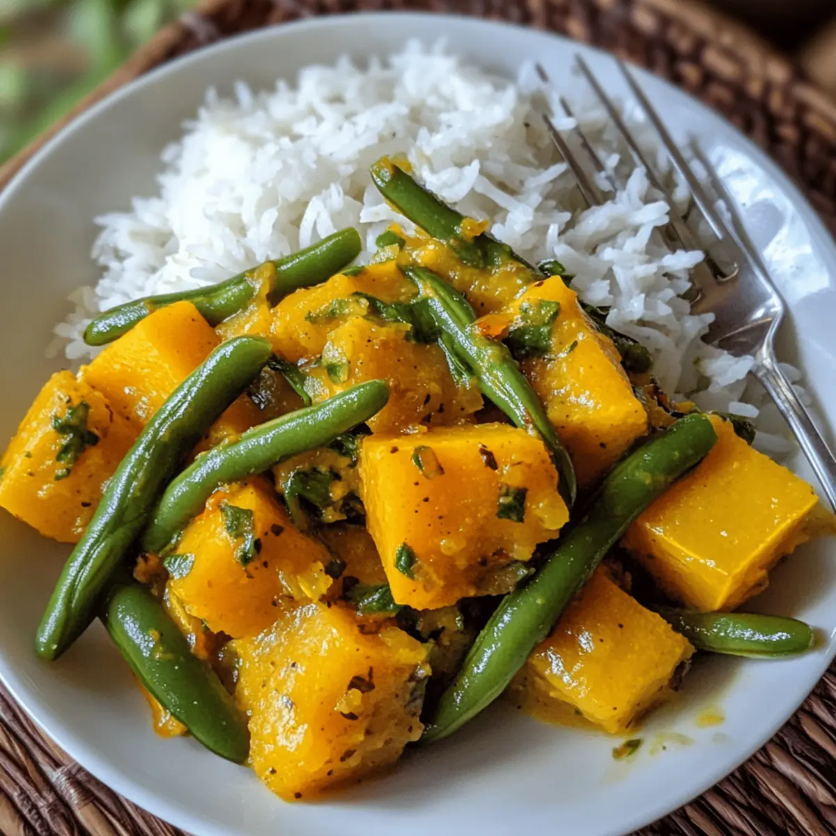 Magical Creamy Comforting Squash and Long Beans in Coconut Milk