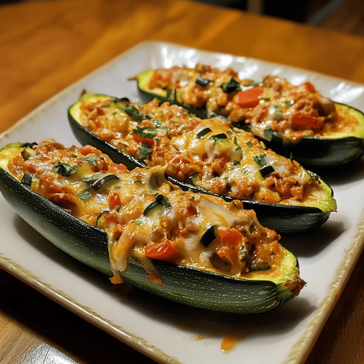 Easy Delicious Savory Veggie & Cheese Stuffed Zucchini Boats