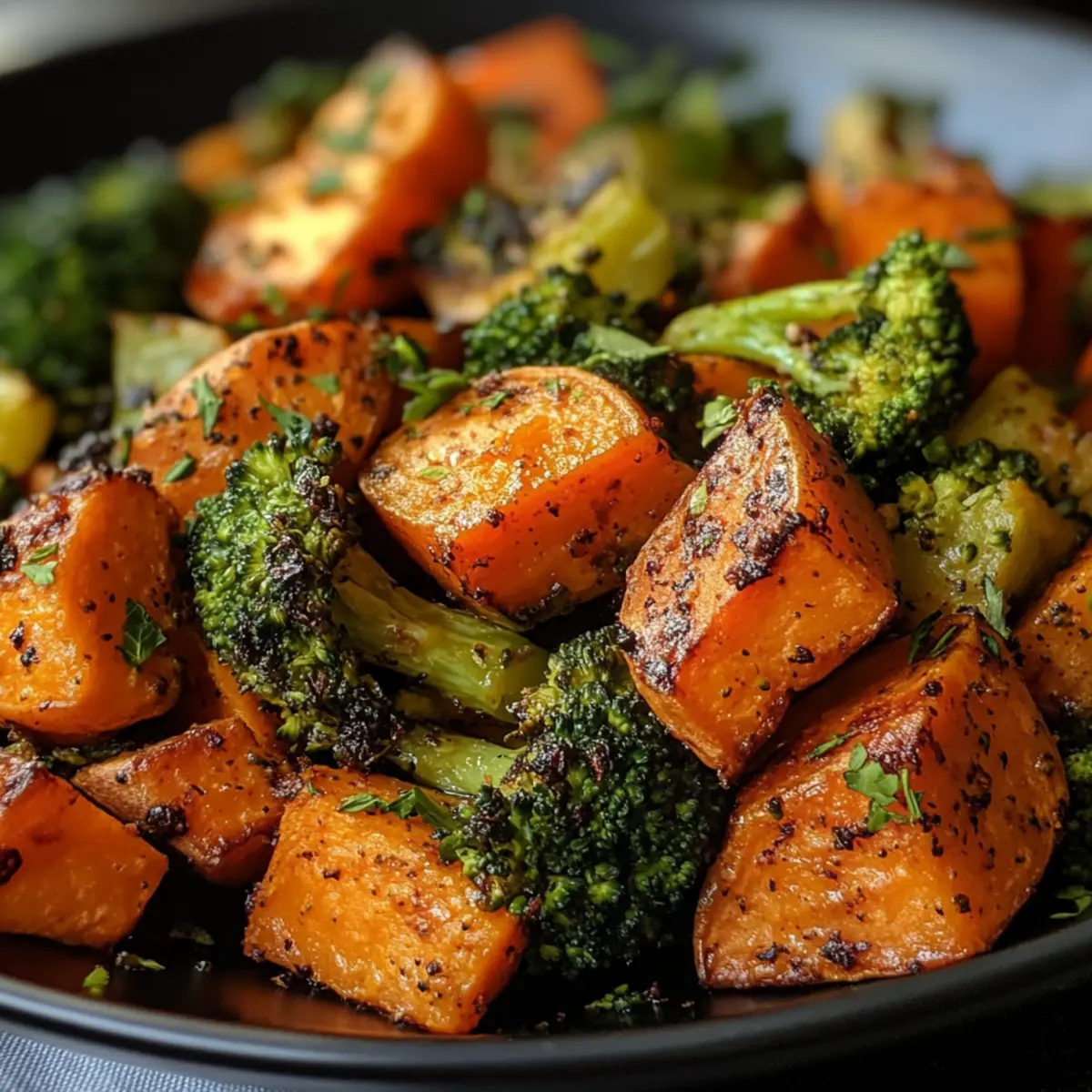 Easy Crispy Delicious Baked Sweet Potato & Broccoli Medley Recipe