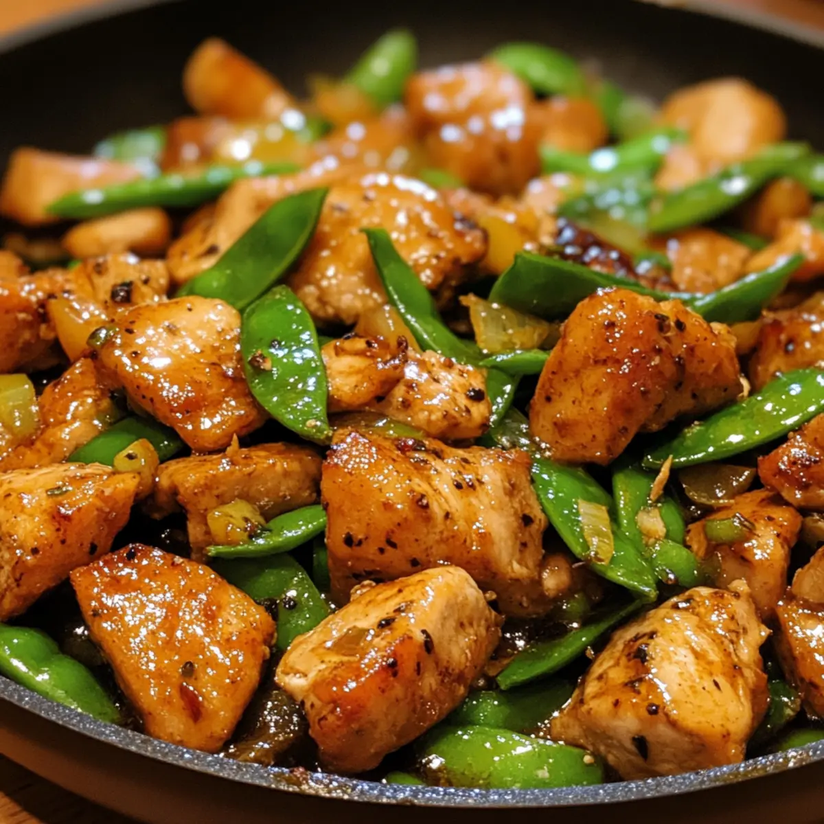 Easy Delicious Ginger Chicken & Snow Pea Skillet