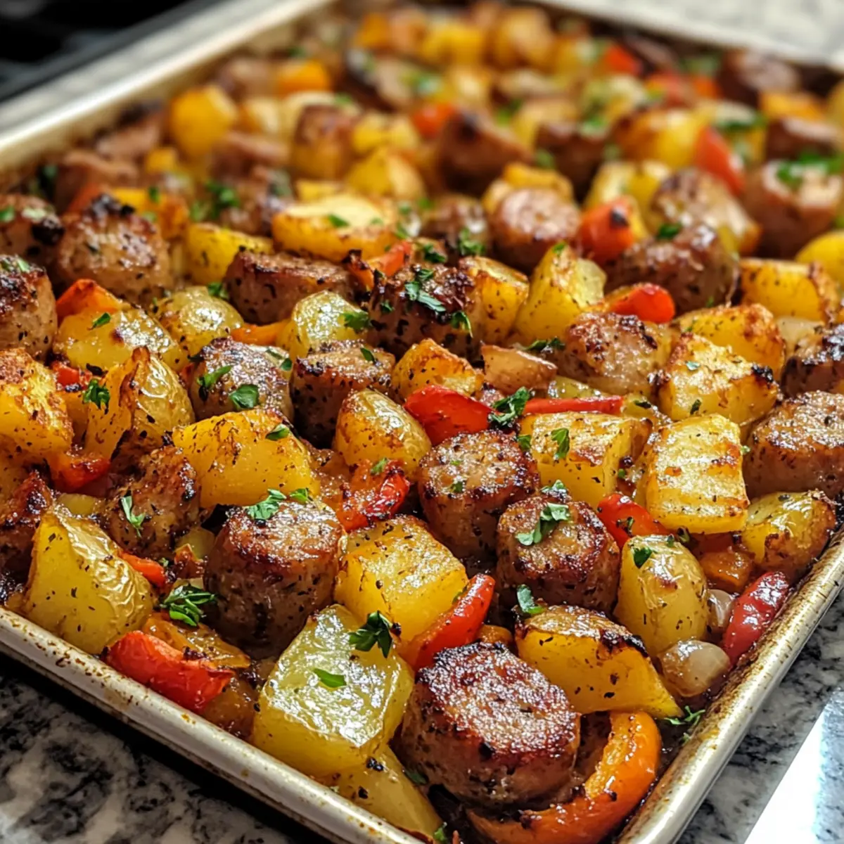 Easy Yummy One-Pan Sausage, Bell Pepper, and Potato Bake Recipe