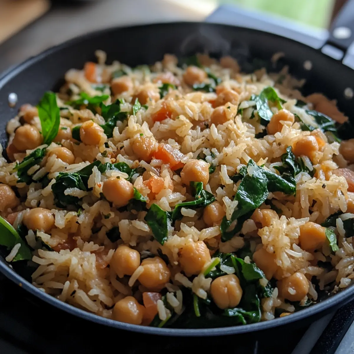 Irresistible Creamy Quick One-Pan Chickpea Spinach Rice Recipe