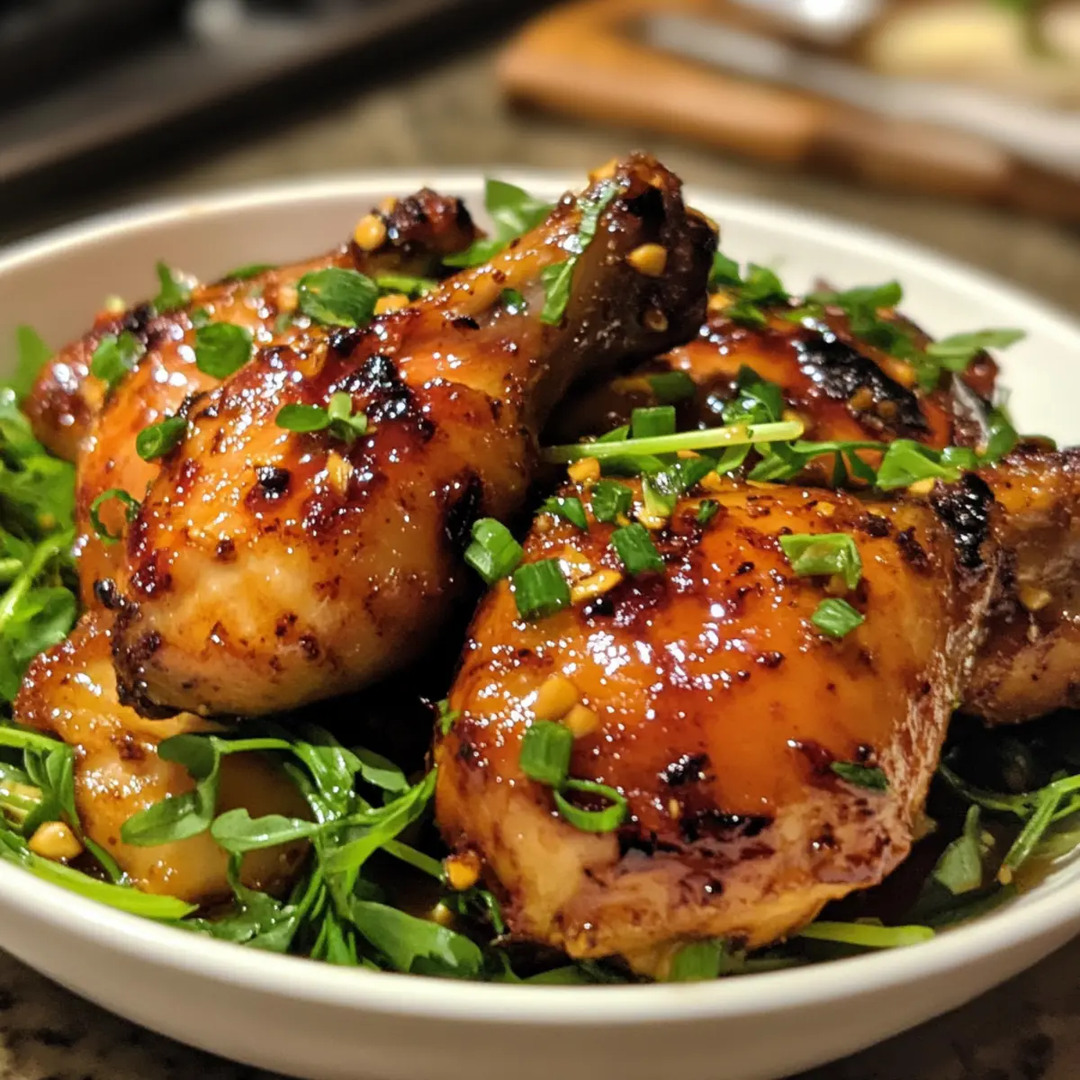 Easy Delicious Tamarind Glazed Chicken with Garlic Greens Recipe