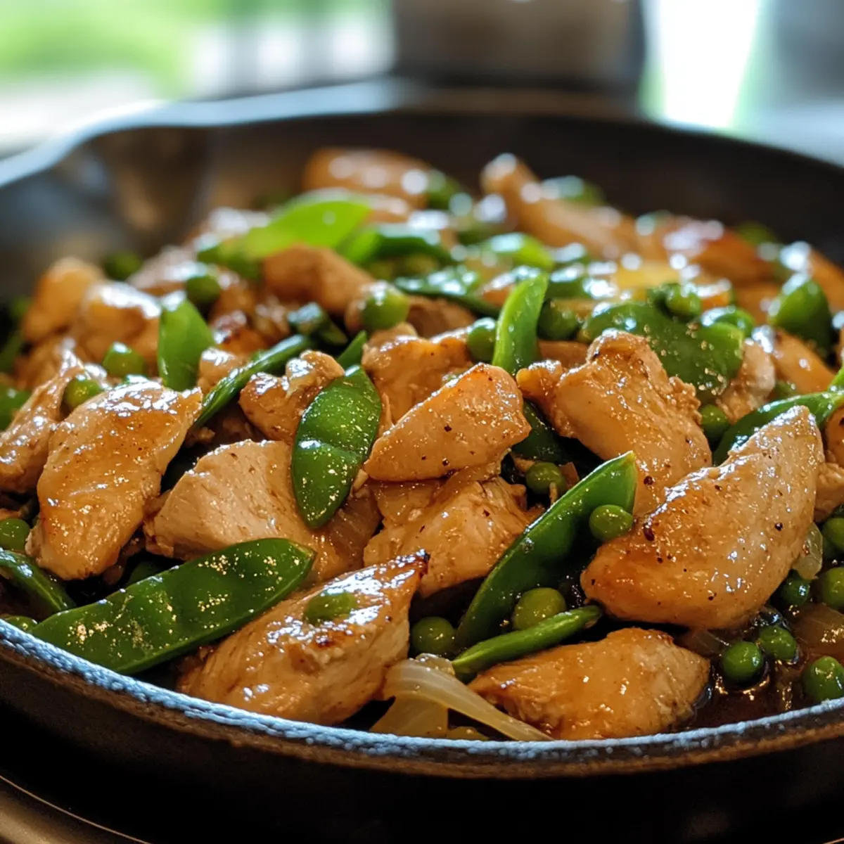Easy Delicious Ginger Chicken & Snow Pea Skillet