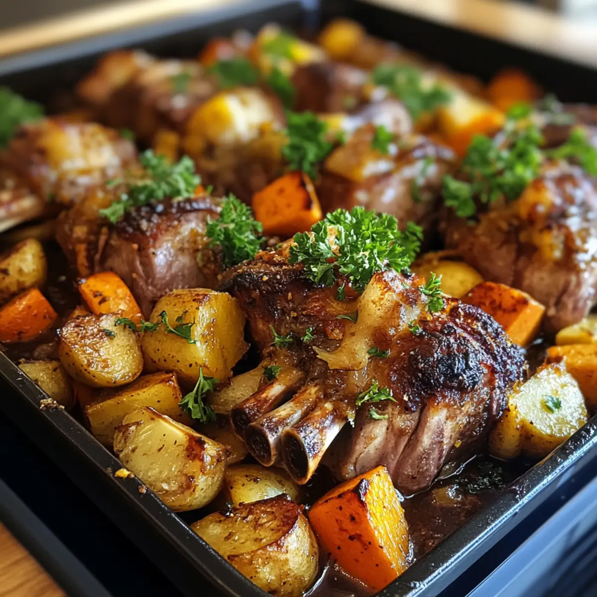 Easy Irresistible Honey-Mustard Easter Lamb Tray Bake