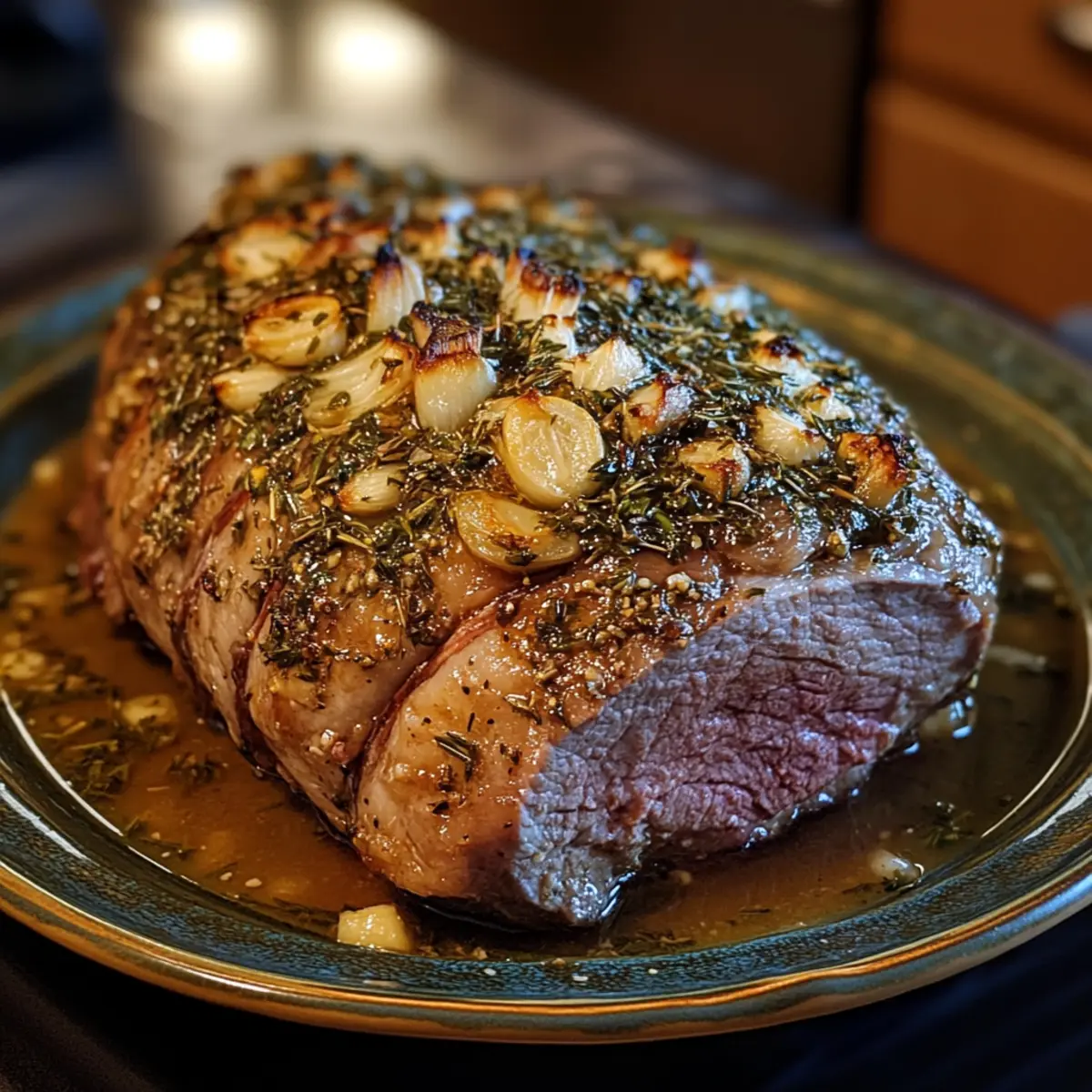Easy Delicious Herb-Roasted Easter Leg of Lamb with Garlic Jus